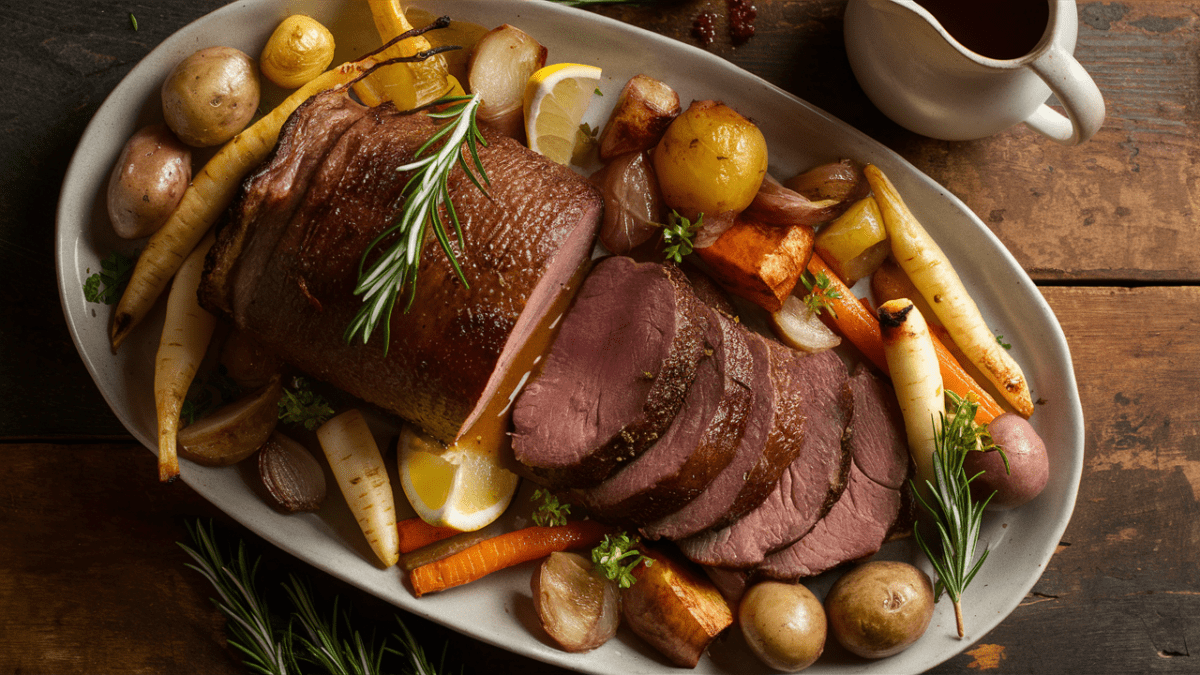 Roast Haunch of Venison Recipe with Rosemary and Root Vegetables ...