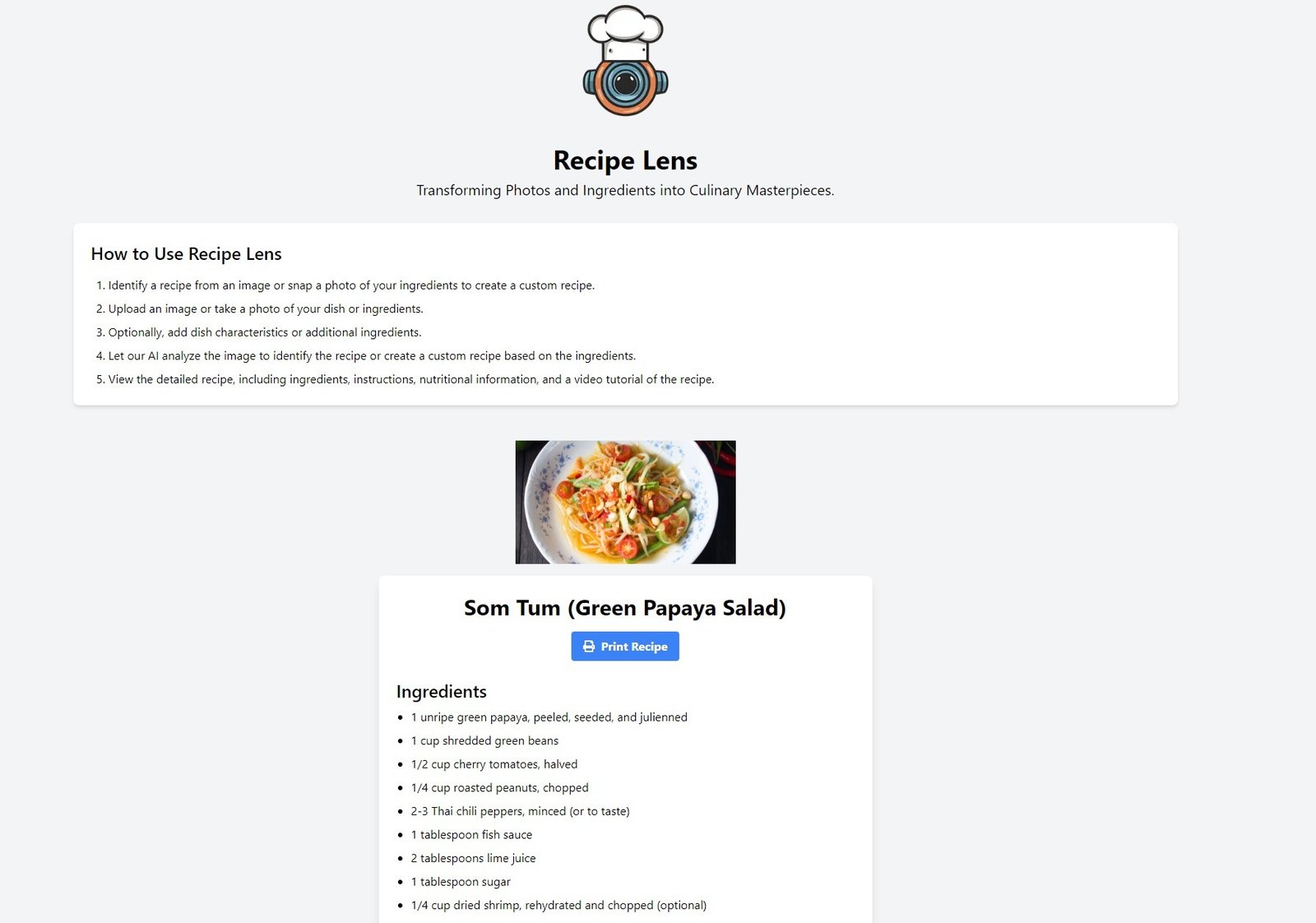 Recipe Lens: Transforming Food Photos and Ingredients into Personalized ...